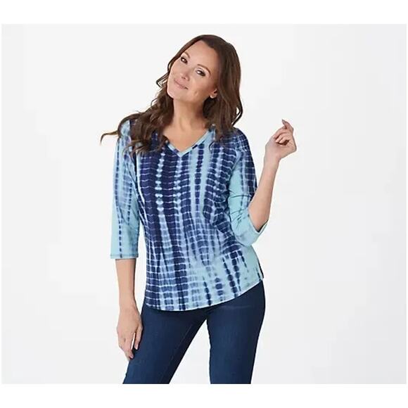 Belle by Kim Gravel | Tops | Belle By Kim Gravel Blue Tiedye Vneck 34 ...